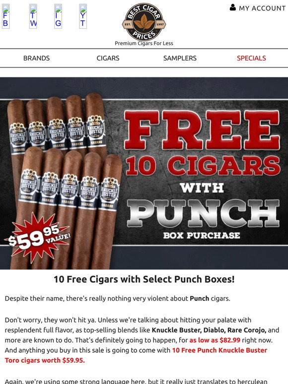Best Cigar Prices: 🥊 10 Free Cigars with Select Punch Boxes 🥊 | Milled