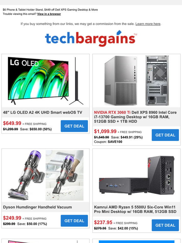 Techbargains: 50% off LG OLED 48" 4K Smart TV | $109 Android 13 4G LTE ...