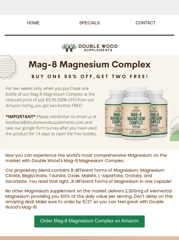 Double Wood Supplements: Mag-8 Magnesium Complex Special: Buy One 50% ...