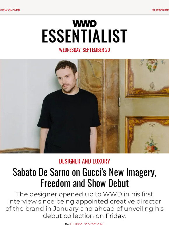 Women's Wear Daily: Sabato De Sarno on Gucci's New Imagery, Freedom and ...