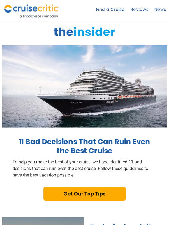 Cruise Critic: 11 Bad Decisions That Can Ruin Even the Best Cruise; Is ...