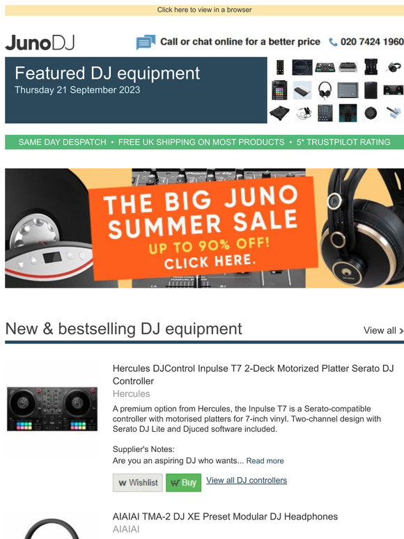 Juno: Hercules DJControl Inpulse T7 DJ controller now in stock ...