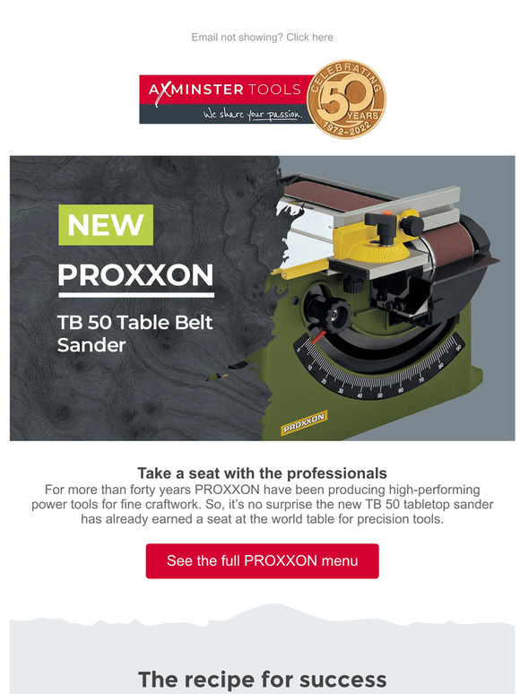 Axminster Tools: NEW PROXXON TB 50 Table Belt Sander | Milled