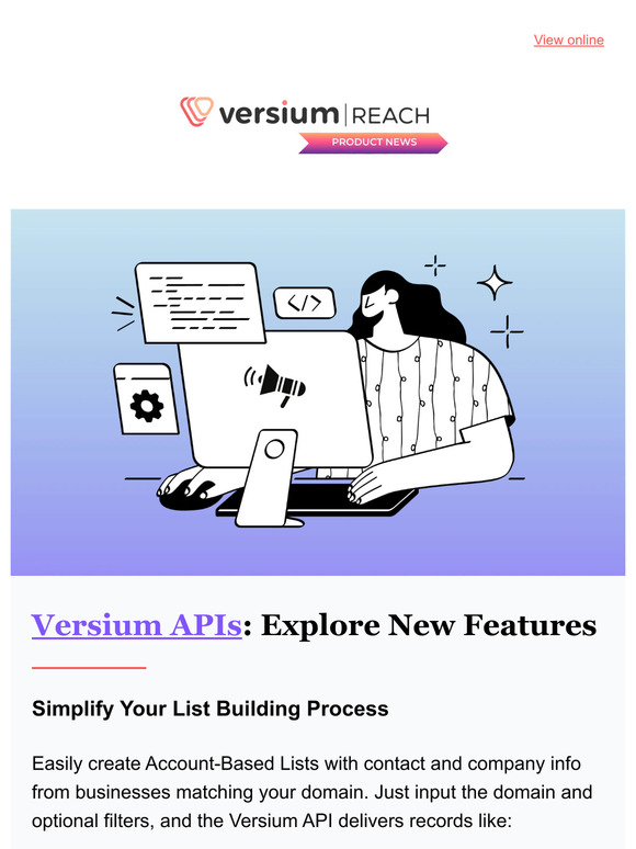 Versium: Discover What's New: Versium REACH Product News + Updates | Milled