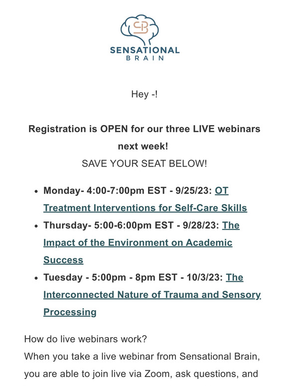Sensational Brain: ️ REGISTRATION IS OPEN! Self-Care, Academic Success ...