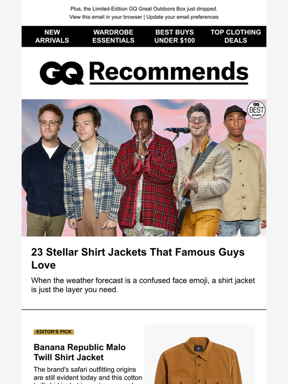 GQ: 23 Stellar Shirt Jackets That Famous Guys Love | Milled