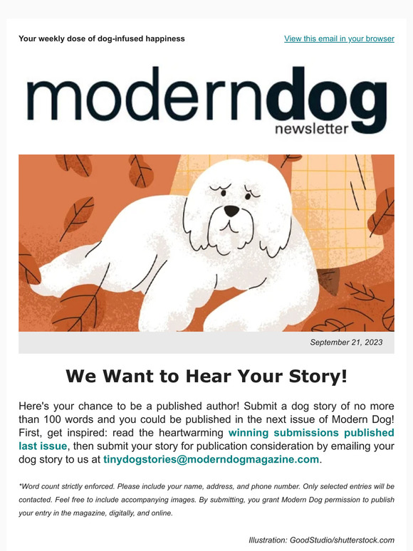 Modern Dog: Submit Your Dog Story—Here's How | Milled