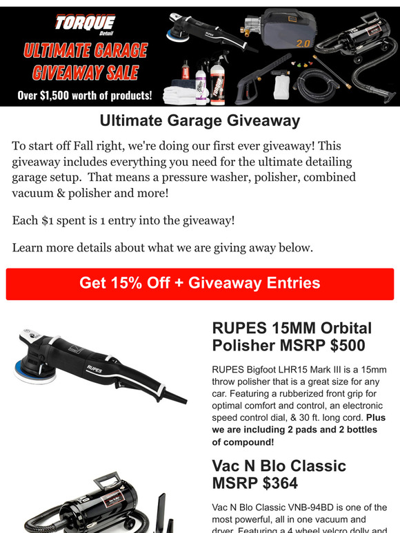 Torque Detail: $1,500 Giveaway + 15% Off = Your Ultimate Garage | Milled