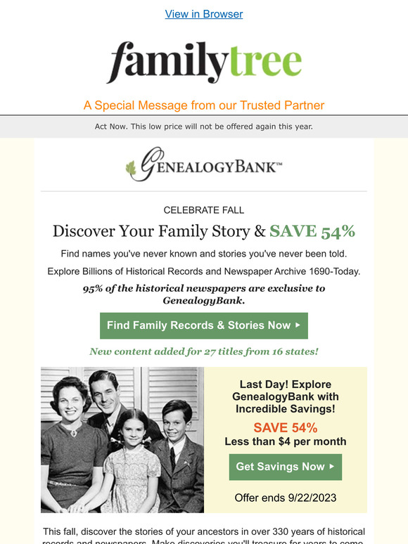 Family Tree Magazine: Last Day! Lock in LOWEST PRICE – Access 330 ...