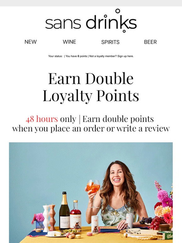 sansdrinks: 48 HRS ONLY- Double your loyalty points | Milled