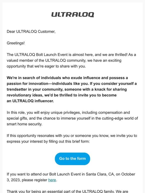 U-tec: 🌟 Exclusive Invitation: Join ULTRALOQ as an Influencer 🌟 | Milled