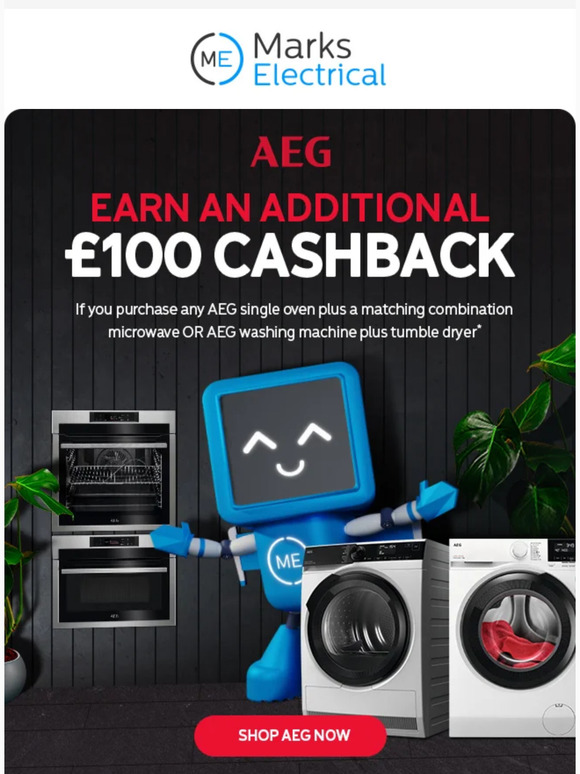 Marks Electrical: Get cashback with selected AEG purchases 😃😍 | Milled