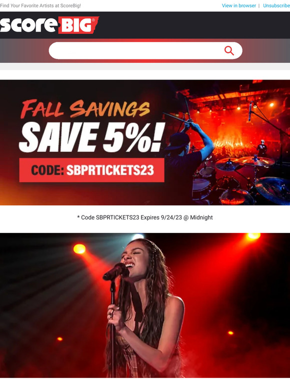 ScoreBig.com: Fall Savings Are Here! / Olivia Rodrigo / SZA / Guns N ...
