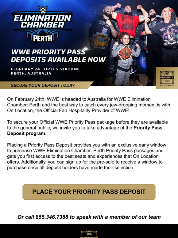 WWE Shop: Register Now: WWE Elimination Chamber: Perth Priority Pass ...