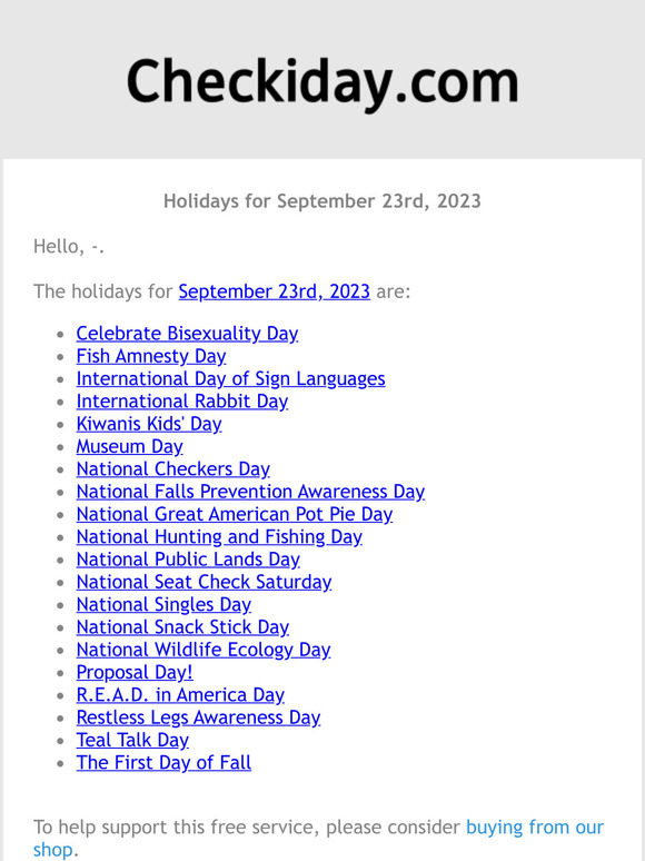 Checkiday: Holidays for September 23rd, 2023! 📅🎉 | Milled