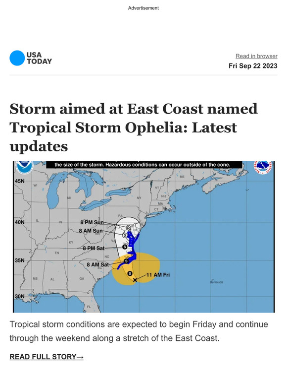 USA TODAY: Breaking: Storm aimed at East Coast has been named Tropical ...