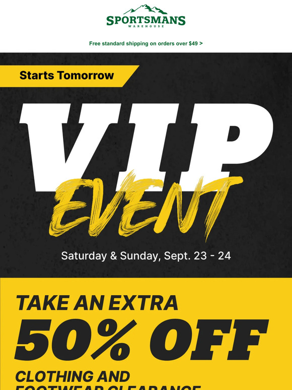 Sportsman's Warehouse: Our VIP Sale Event Starts Tomorrow! | Milled