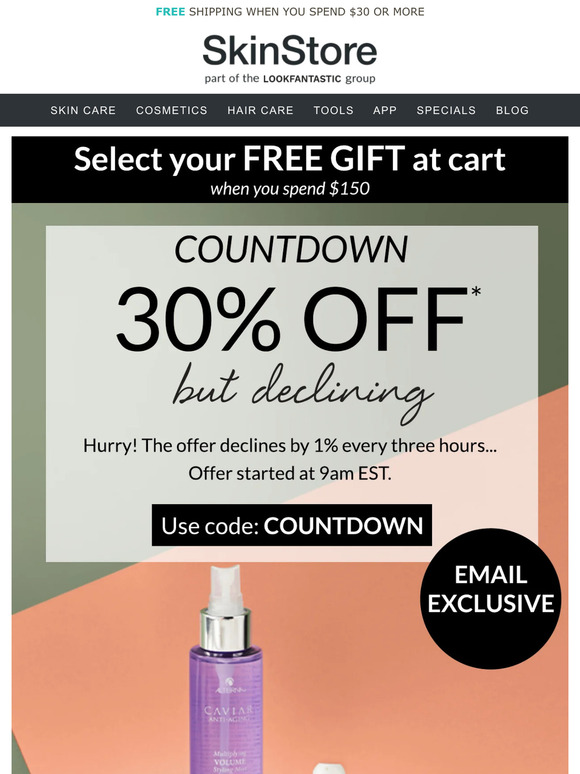 SkinStore: 30% off countdown starts NOW ⏰ | Milled