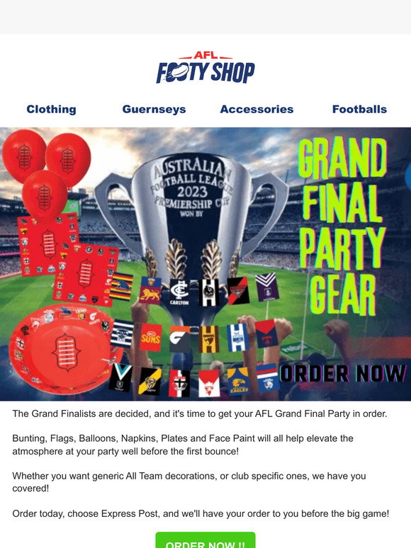 AFL Footy Shop: It's Grand Final Party Time AFL fan - get your Party ...
