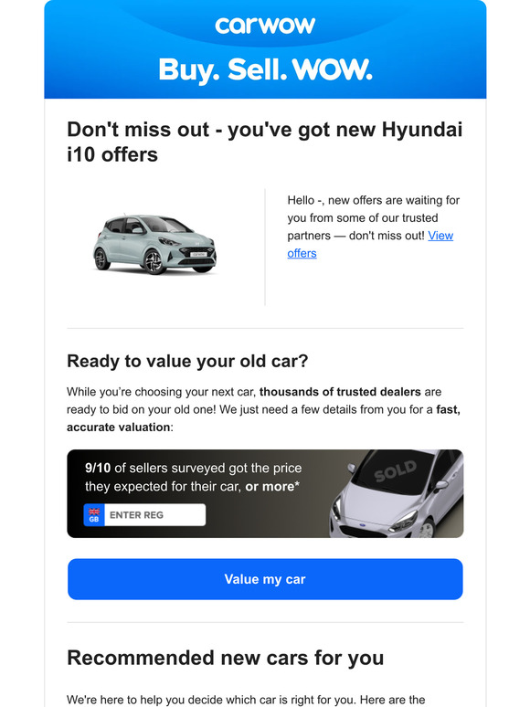 Carwow: You received new offers for Hyundai i10 and more | Milled