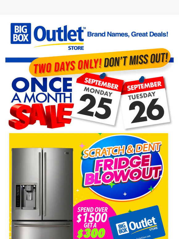 Big Box Outlet: — 🛒🎉 Don't Miss Out on Our Once a Month Sale! 👉 See ...