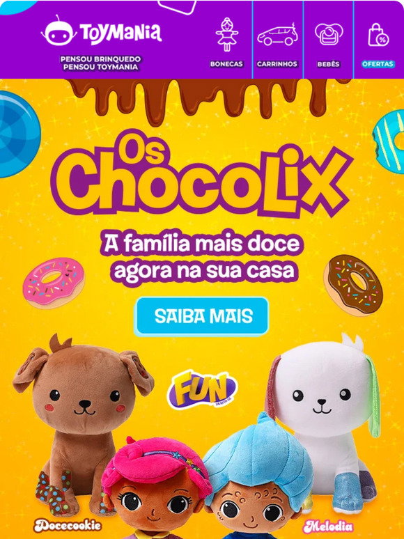 Toymania: Choco-choco-chocolelê 🎶 Pelúcias Os Chocolix! | Milled
