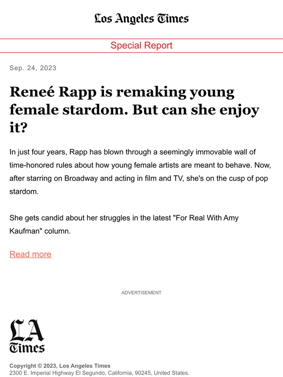 Los Angeles Times: How Reneé Rapp remade young female stardom | Milled