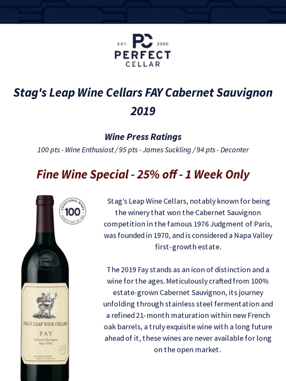 Perfect Cellar: 100 Point Rated - Stag's Leap Wine Cellars FAY Cabernet ...