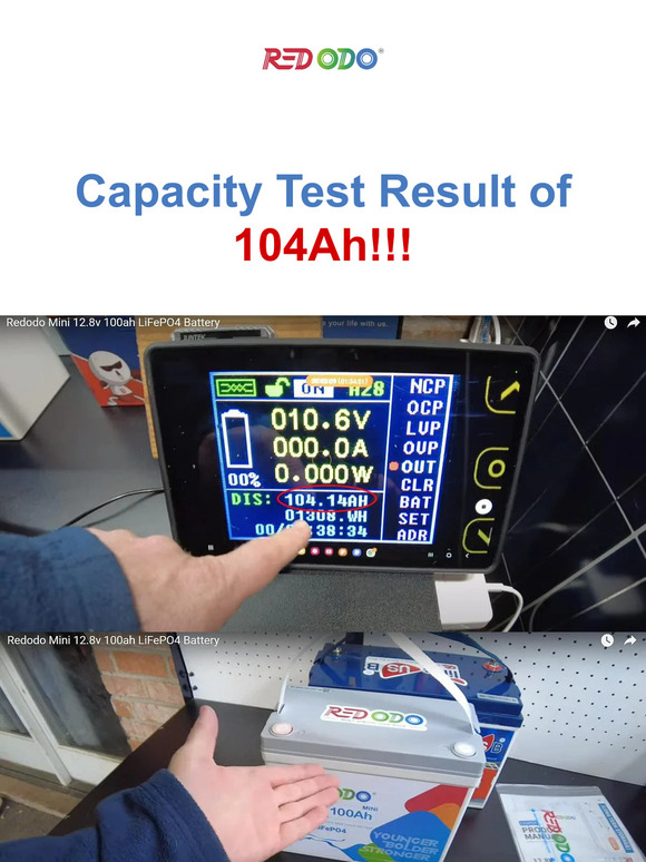 Redodo Power: 🔥 Capacity Test Result of 104Ah? Let's See the Fully Test ...