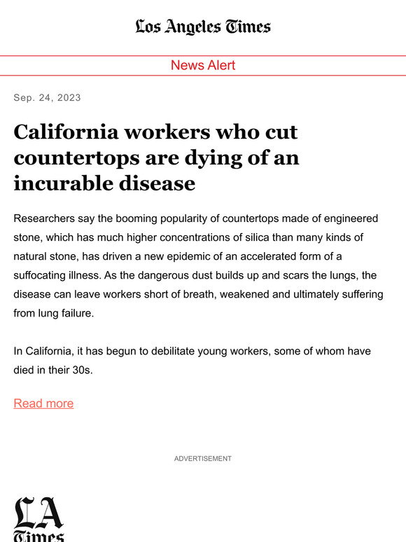 Los Angeles Times: California workers who cut countertops are dying of ...