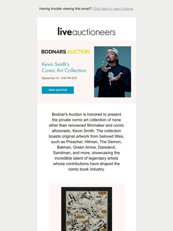 LiveAuctioneers: Bodnar's Auction Sales | Kevin Smith's Comic Art ...