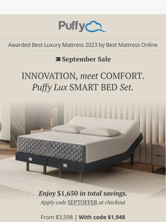 Puffy Mattress: Sleep smarter AND save? Hello, Puffy Lux Smart Bed Set ...