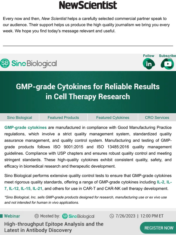 New Scientist: GMP-grade Cytokines for Reliable Results in Cell Therapy ...