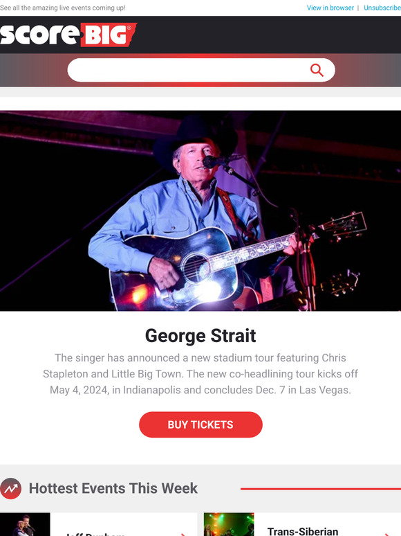 ScoreBig: George Strait / Jeff Dunham / Adam Sandler / Trans-Siberian ...