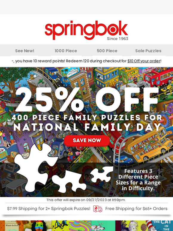 Springbok Puzzles: 25% Off 400 Piece Family Puzzles | Milled