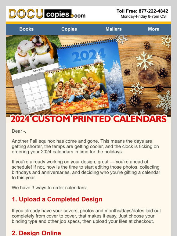 DocuCopies: 📅 Order your 2024 Calendars in time for the Holidays! | Milled
