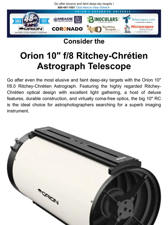 Orion Telescopes: Orion 10" f/8 Ritchey-Chretien Astrograph Telescope | Milled