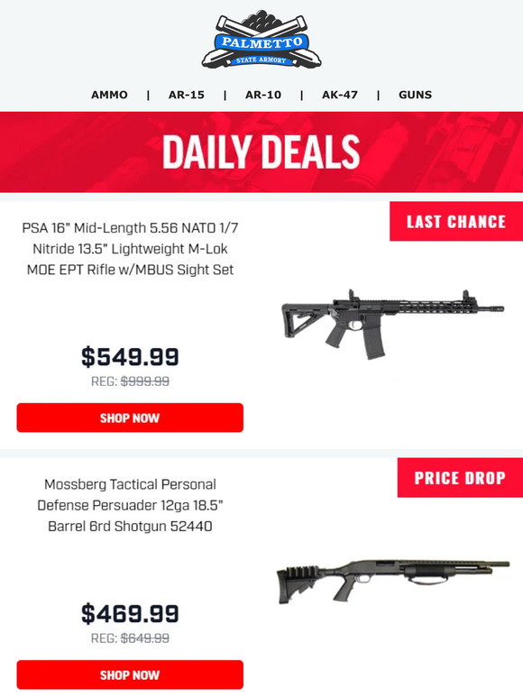 Palmetto State Armory: Last Chance! | PSA 16" Railed MOE EPT Rifle $549 ...
