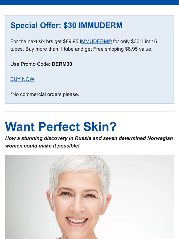 IMMUNOCORP: $30 IMMUDERM®—6 Hour Sale! | Milled