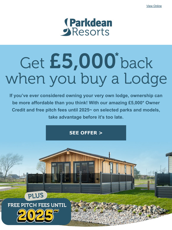 Park Resorts: Get £5,000* back when you buy a Lodge... | Milled