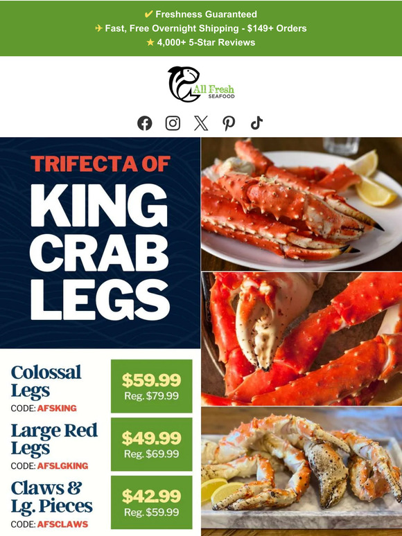 All Fresh Seafood: A Trifecta of King Crab Legs 🦀 | Milled