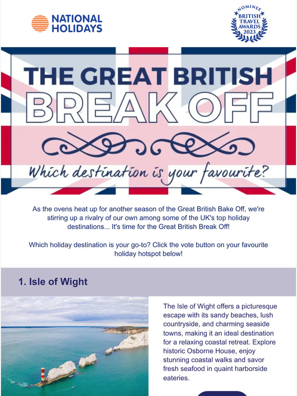 National Holidays: It's time for the Great British Break Off! | Milled