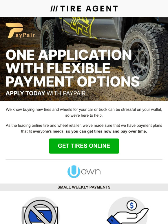 Tire Agent: New Tires? Get Them Now and Pay Later! | Milled