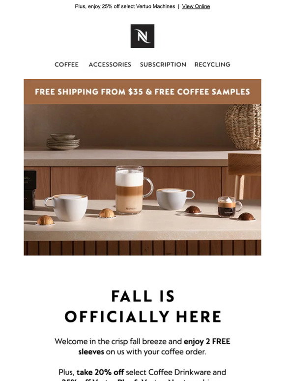 Nespresso: Fall is here! Get Bianco Forte and Mexico for FREE | Milled
