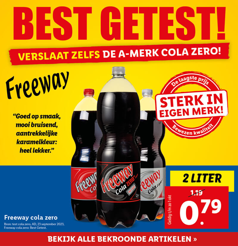 Lidl: BEST GETEST: Freeway Cola Zero, 2 liter 0.79! | Milled