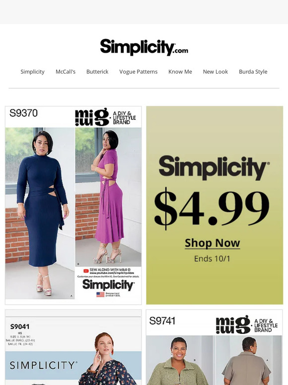 Simplicity Patterns: SAVE NOW: $4.99 Simplicity & $2.99 New Look Patterns | Milled