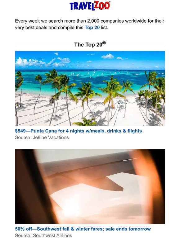 travelzoo uk: This Week's Top 20 | Milled