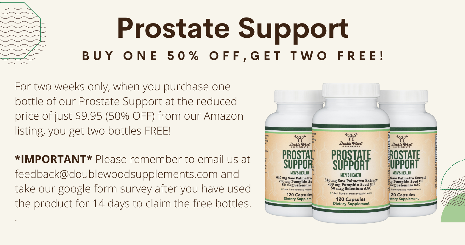 Double Wood Supplements: Prostate Support Special: Buy One 50% On ...