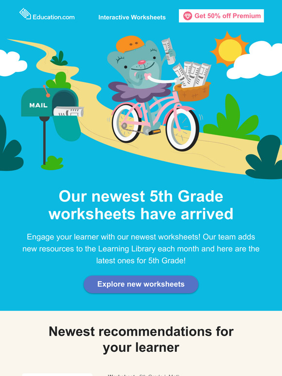 Education.com: Alert: NEW worksheets for 5th Grade! | Milled
