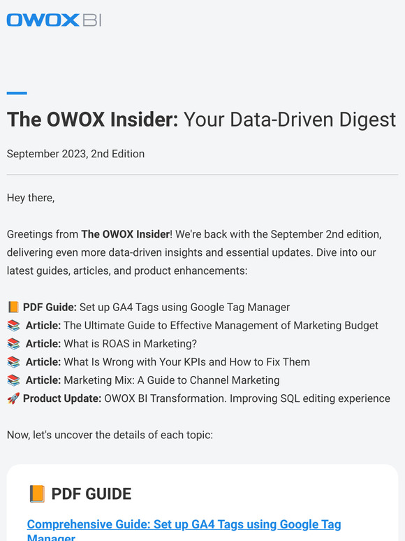 OWOX BI: 📰 The OWOX Insider: Your Data-Driven Digest - September 2023, 2nd Edition | Milled